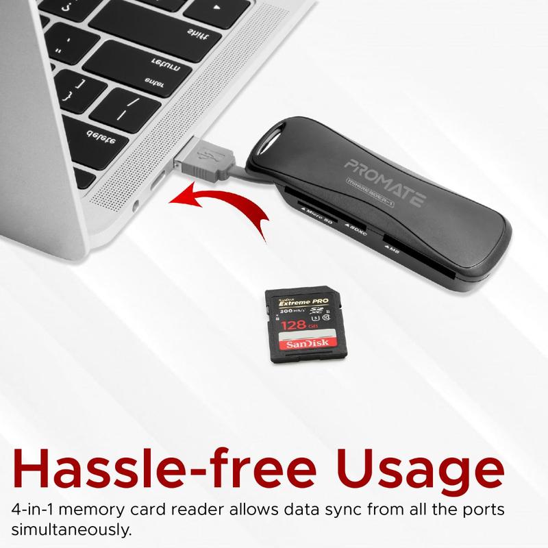 Promate MiniReader-1 4-in-1 Portable Multi Memory Card Reader | Gopixelr