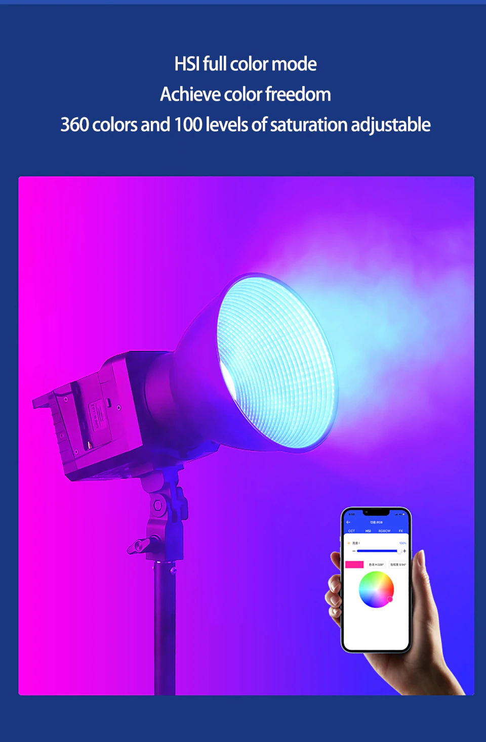 Sutefoto Portable 100(W) RGB Studio Video Light App Control