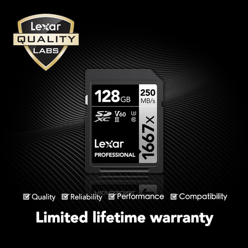 Lexar 128GB Professional 1667x UHS-II SDXC Memory Card