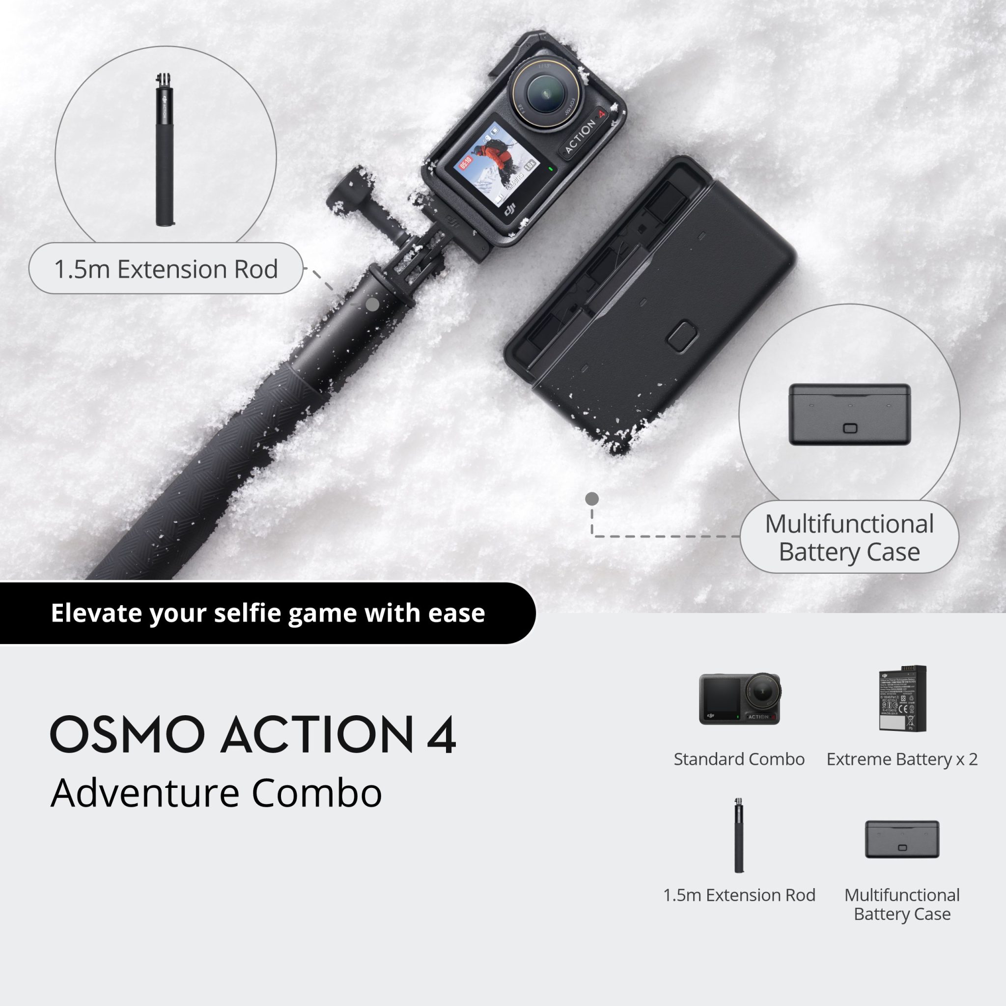 DJI Osmo Action 4 Adventure Combo, 4K/120fps Waterproof Action